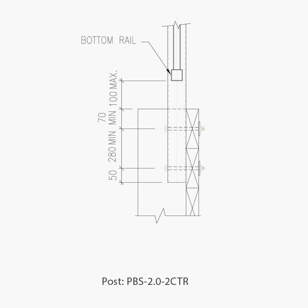Side Fixed Balustrade Post | Edgesmith