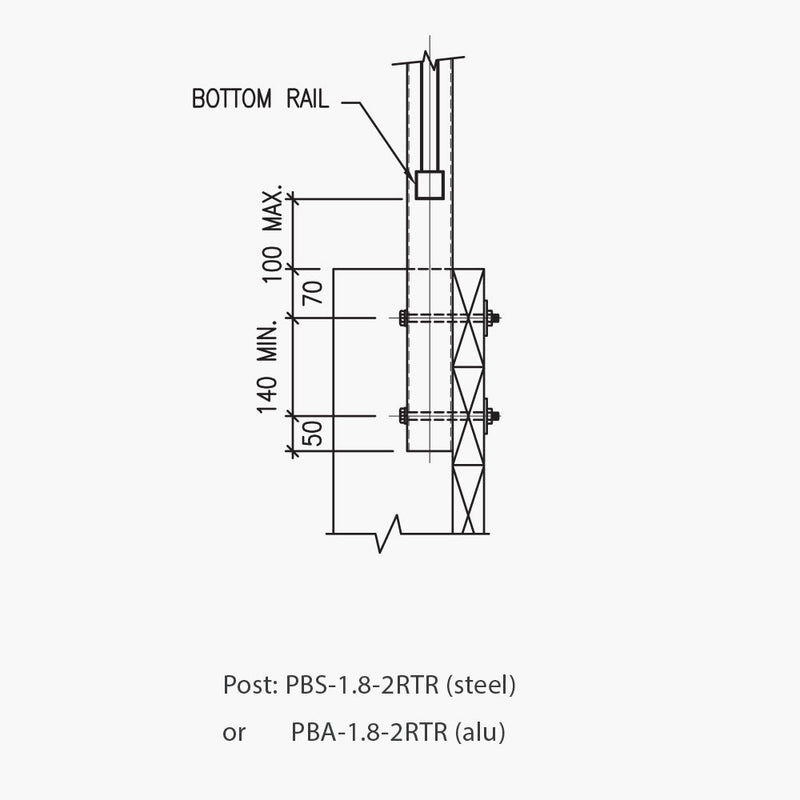 Side Fixed Balustrade Post | Edgesmith