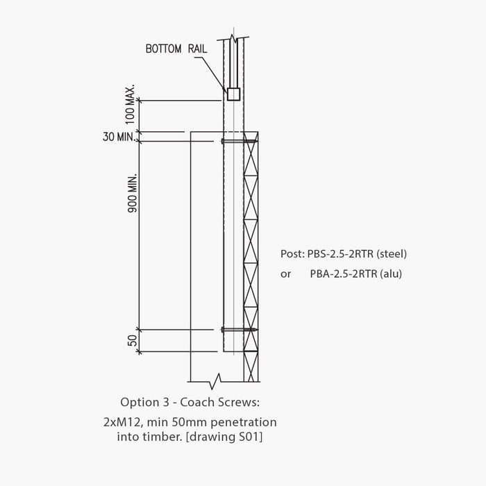 Side Fixed Balustrade Post | Edgesmith