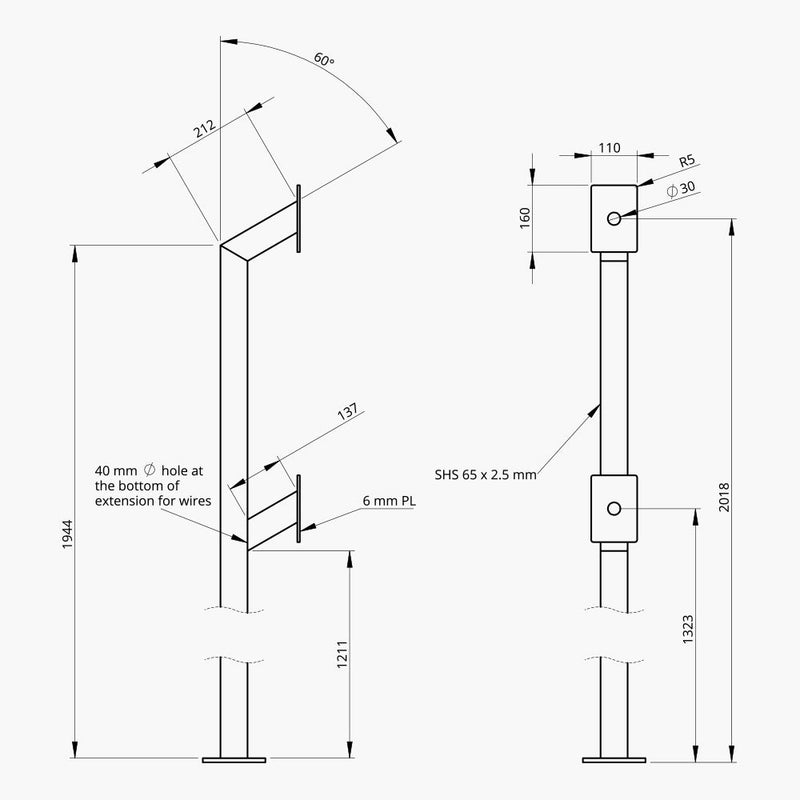 Gooseneck Double Intercom Post | Edgesmith