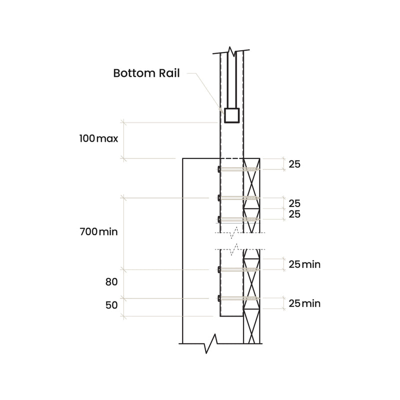 Side Fixed Balustrade Post | Edgesmith